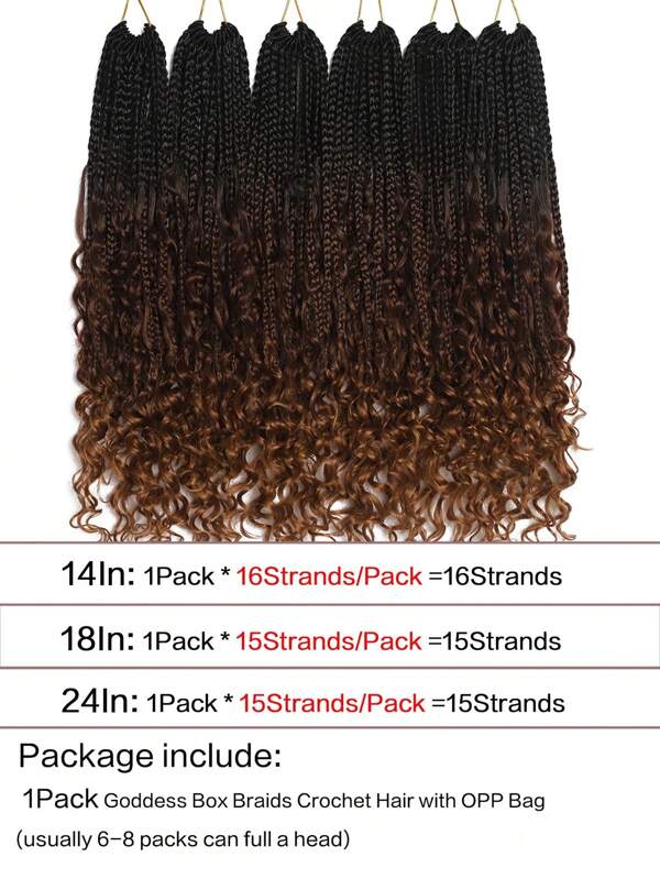 6 Packs Box Braids Crochet Hair, Bohemian Crochet Box Braids with Curly ...