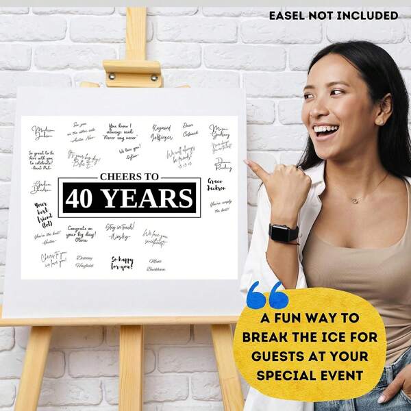 1pc Unframed Canvas 40 Year Old Birthday Sign Poster For Signature for ...
