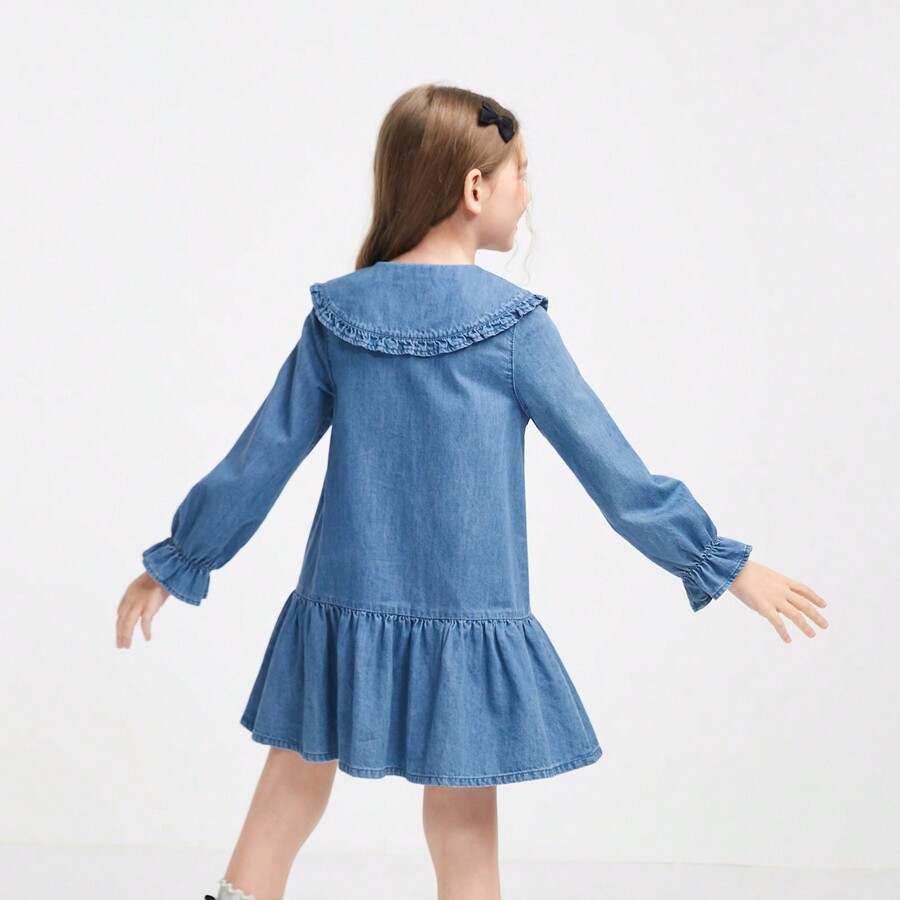 Balabala Tween Girl Dress Spring And Autumn Cute Large Lapel Long ...