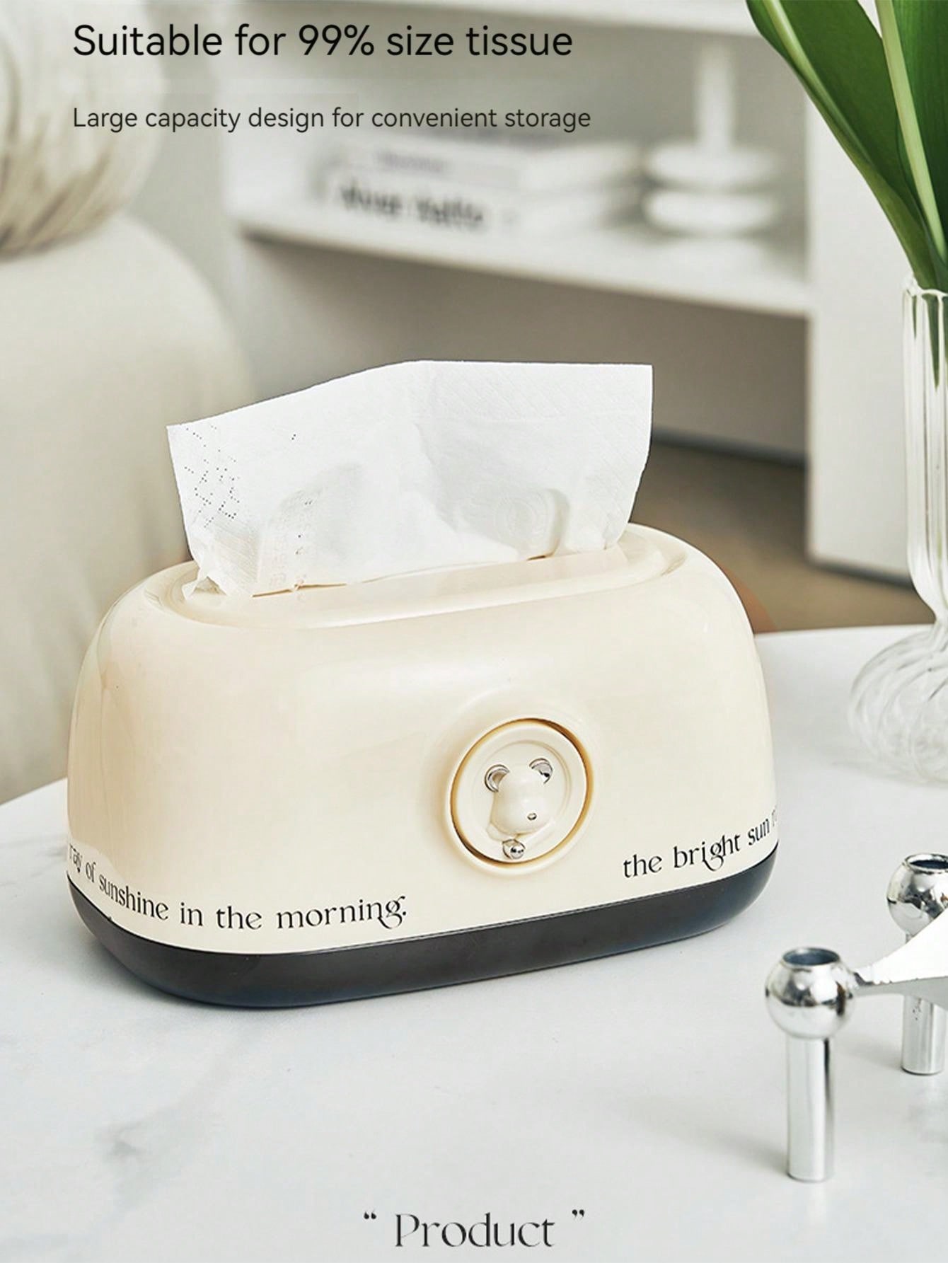 Cream-colored Living Room Tissue Box Collator, Spring-loaded Wall ...