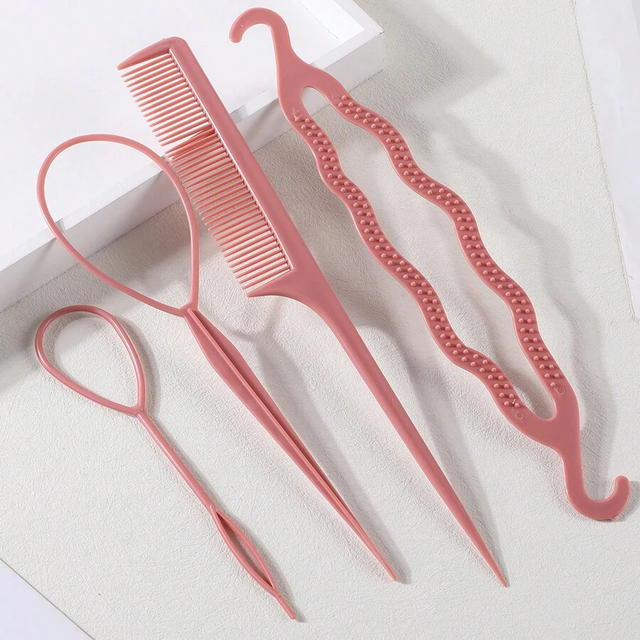 4pcs/set Kids Hair Styling Tools Including Hair Bun Maker, Hairpins ...