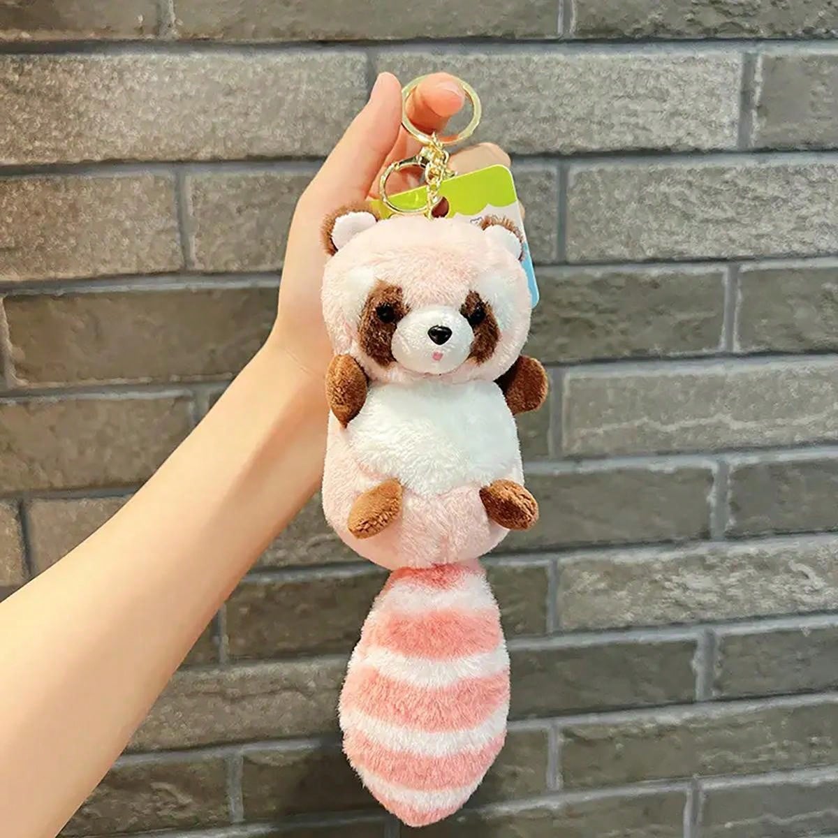 1pc Plush Raccoon Couples Keychain, Wedding Doll Decoration, Keyring ...