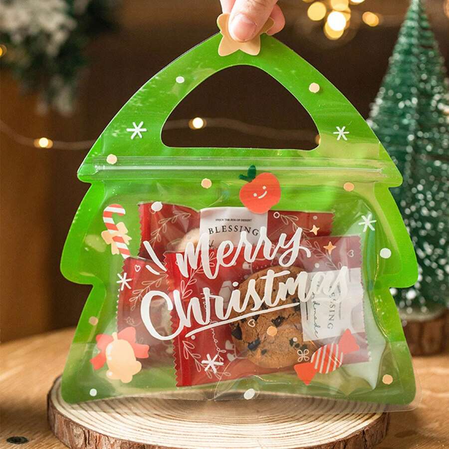 25pcs Christmas Gift Wrapping Bags Candy Boxes Handheld Paper Bags ...