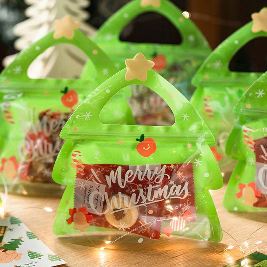 25pcs Christmas Gift Wrapping Bags Candy Boxes Handheld Paper Bags ...