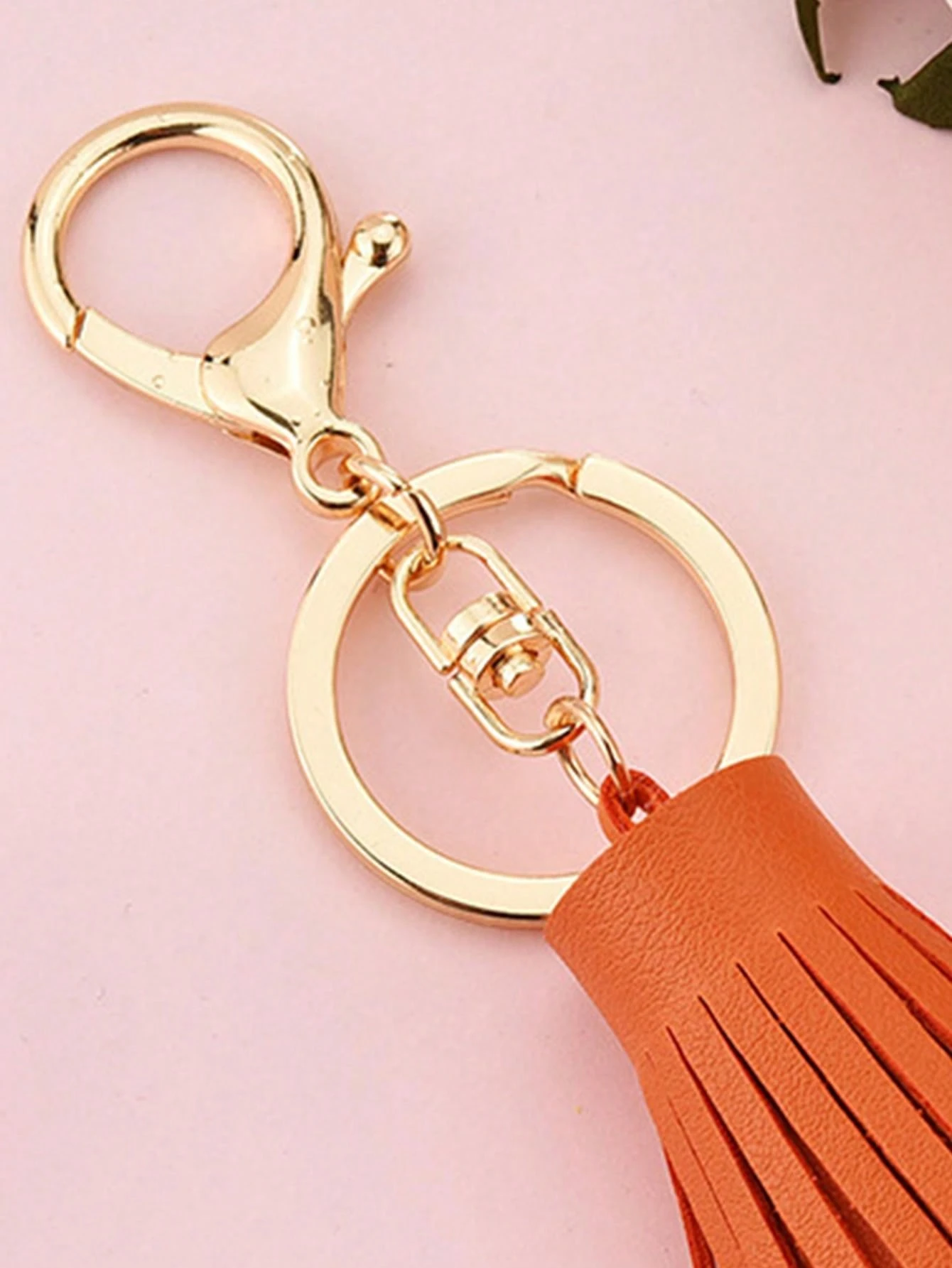 1PC PU Leather 6cm Tassel KeyChain For women Fashion Gold Color Lobster ...