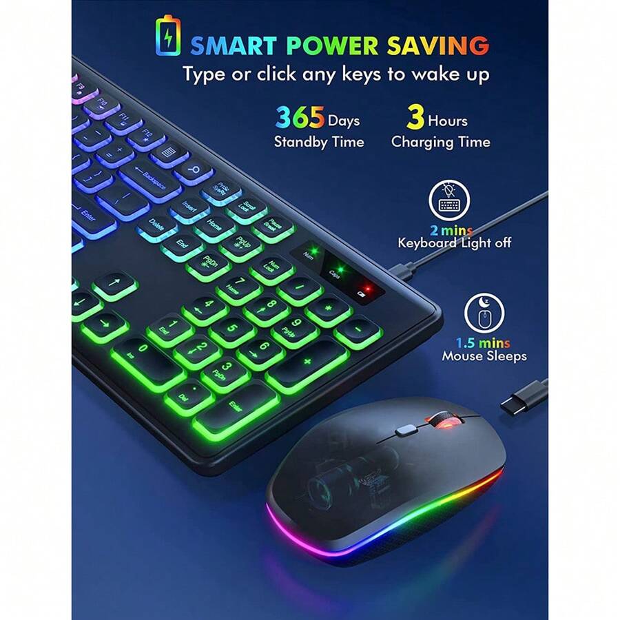 JOMAA Jomaa Ergonomic 2.4G Plug And Play Wireless Keyboard And Mouse ...