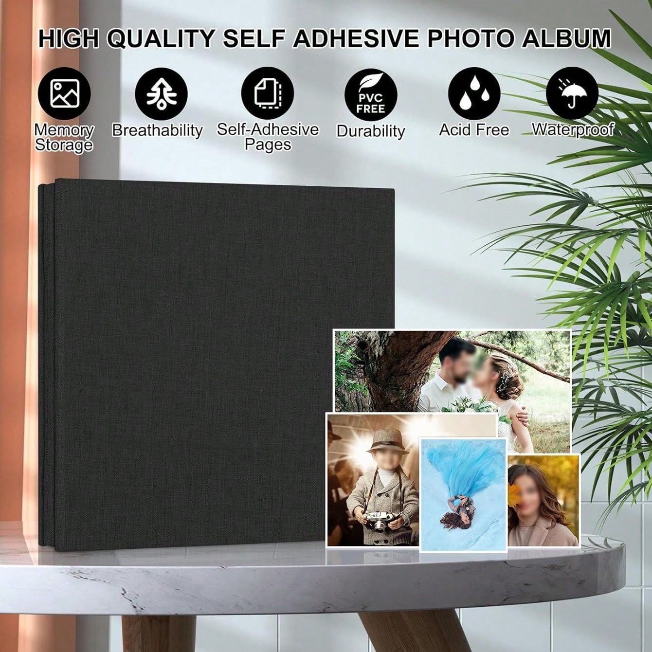 Large-Sized Self-Adhesive Scrapbook With 4x6, 5x7, 8x10 Photos, 40 ...