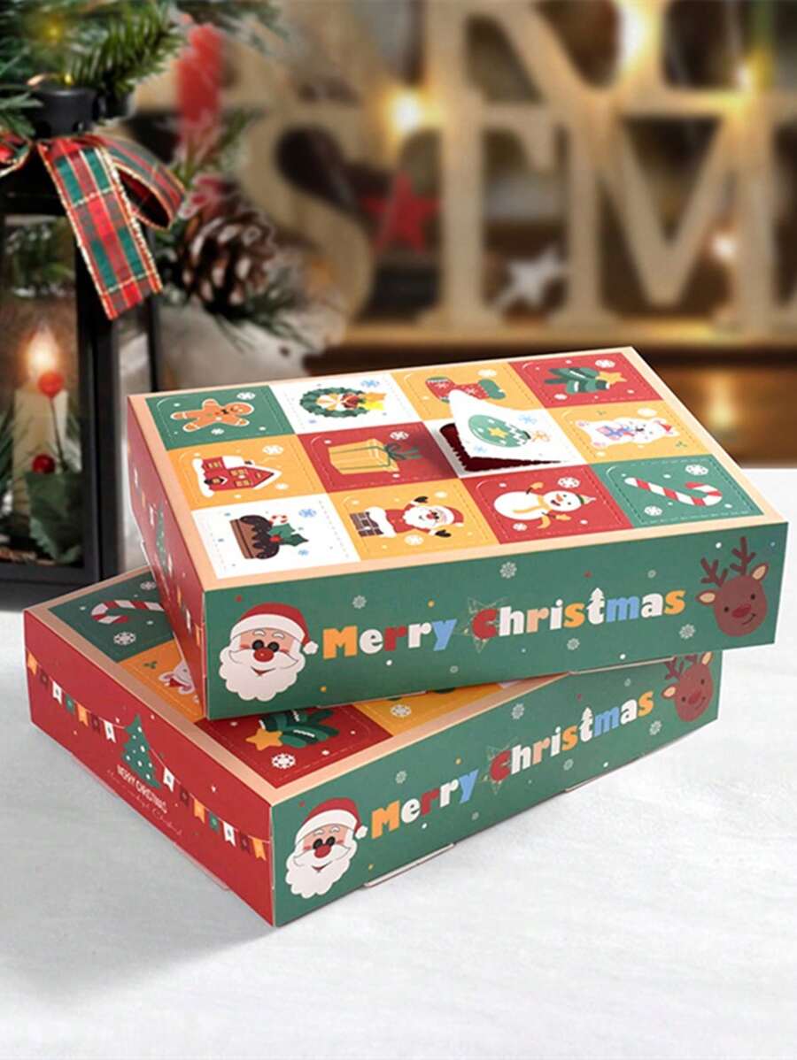5Pcs Christmas Gift Box 12Grid DIY Kids Countdown Advent Calendar Box ...