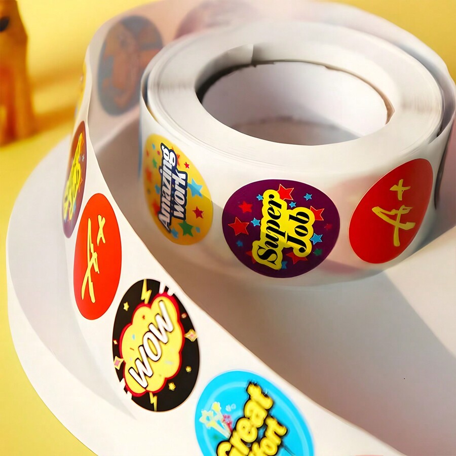 500 Stickers/roll Reward Sticker Labels, 8 Different Styles Stationery ...