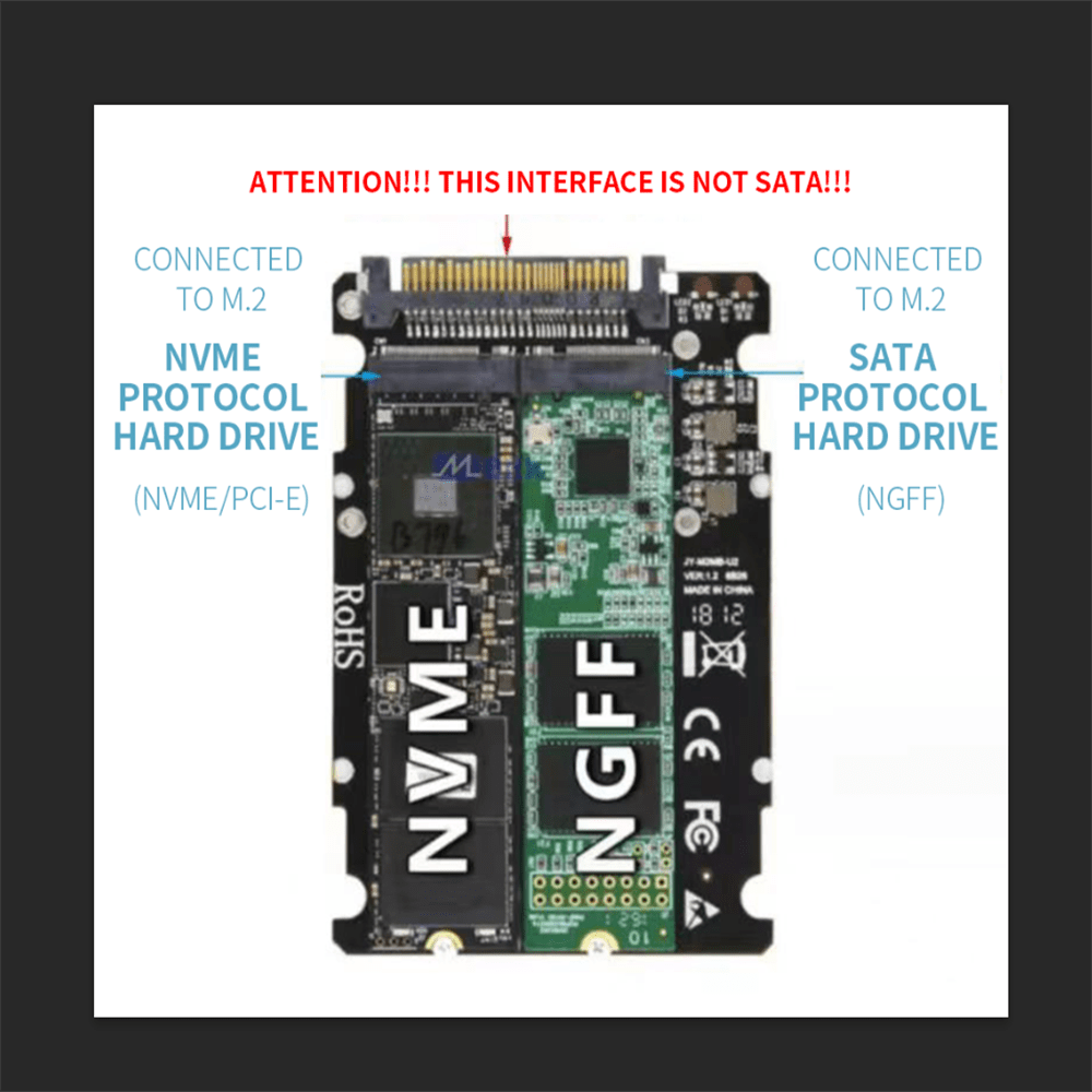 M.2 Ssd To U.2 Adapter With Enclosure 2 In 1 M.2 Nvme Sata-bus Ngff Ssd ...