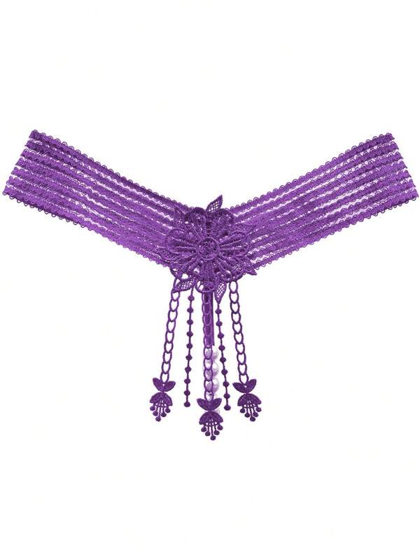 Sexy Women'S One-String Thong With Beads, Fringe, Mesh And Water ...