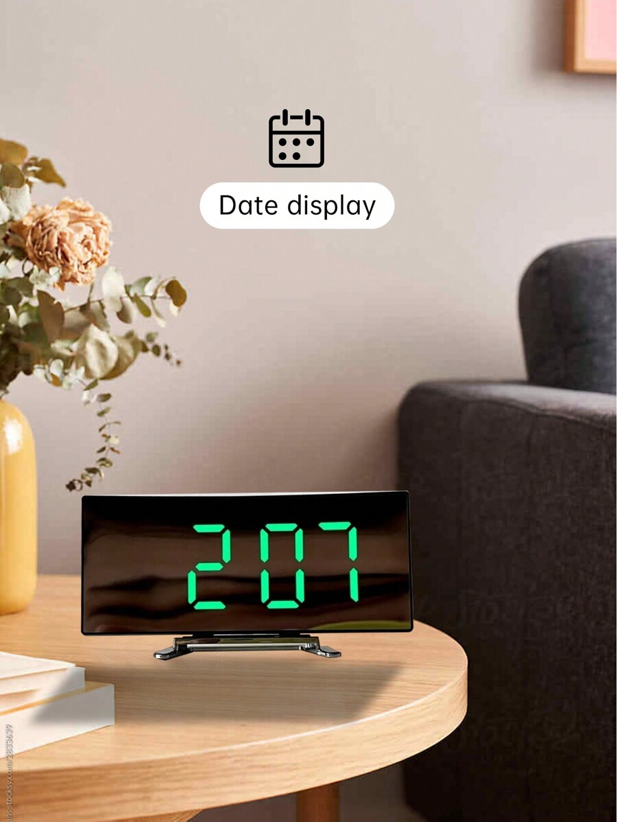Creative Curved Screen Electronic Clock With Large Led Display, Mirror ...