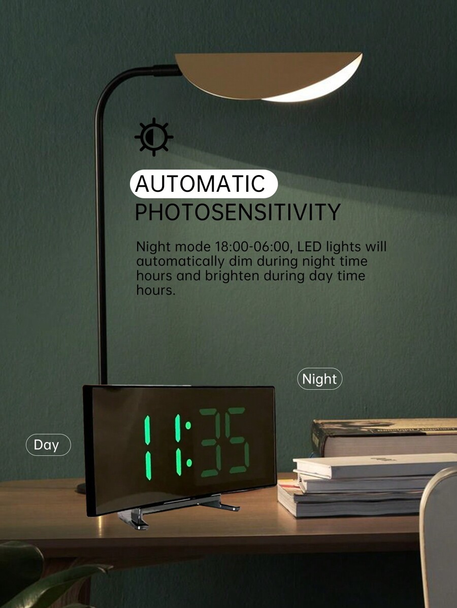 Creative Curved Screen Electronic Clock With Large Led Display, Mirror ...