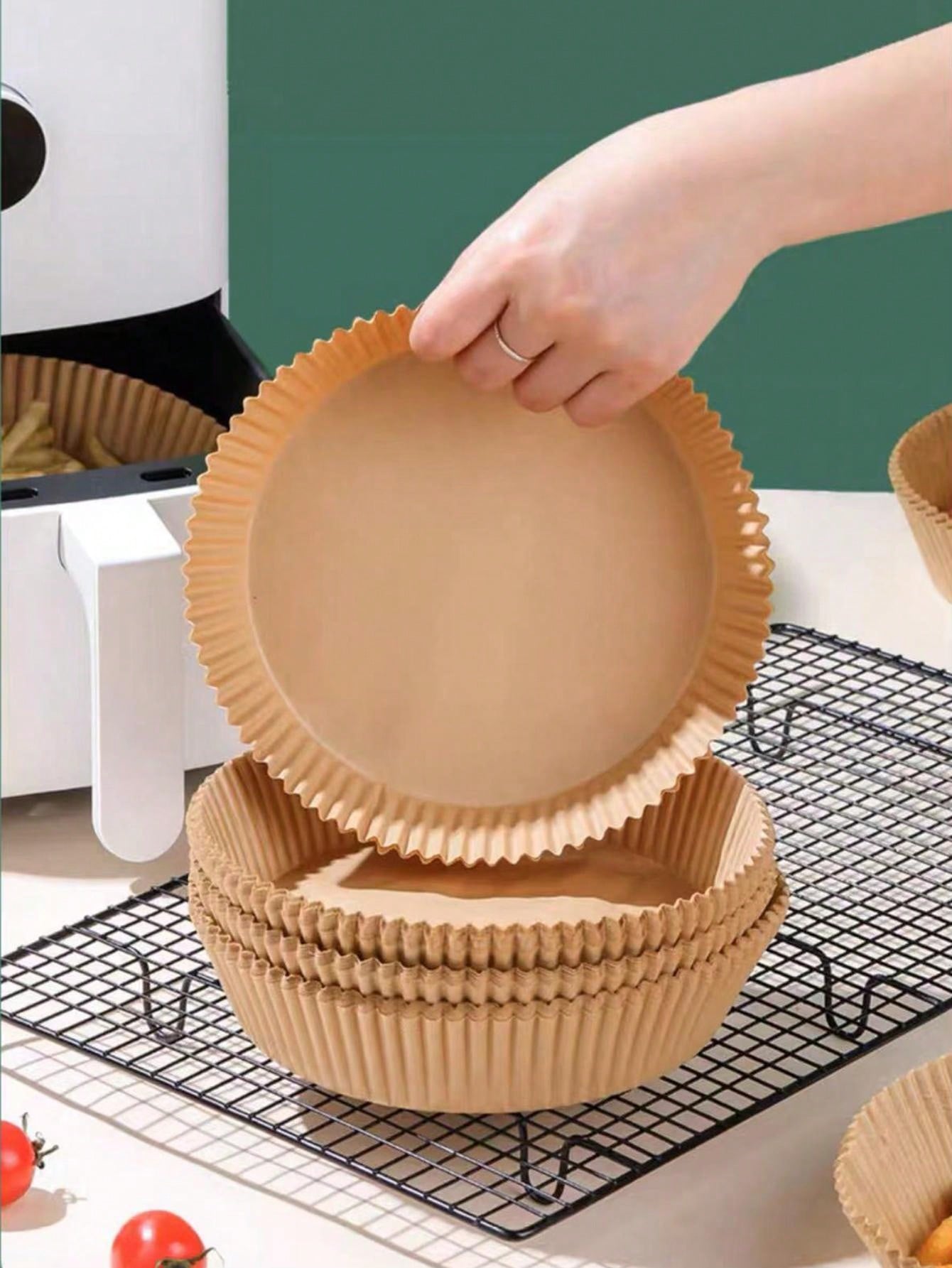 100pcs Round Paper Plate For Air Fryer, Non-stick & Non-greasy Silicone ...