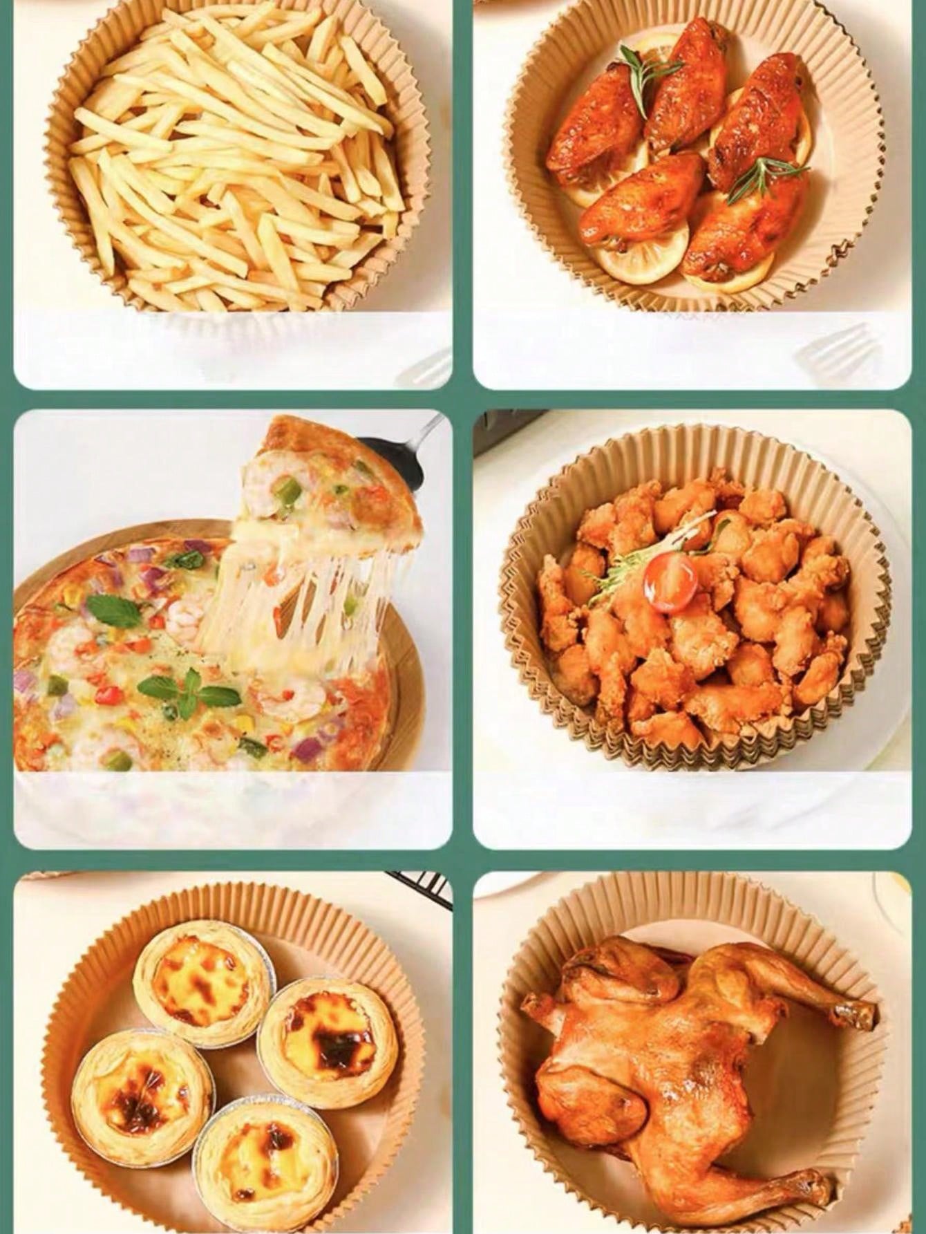 100pcs Round Paper Plate For Air Fryer, Non-stick & Non-greasy Silicone ...