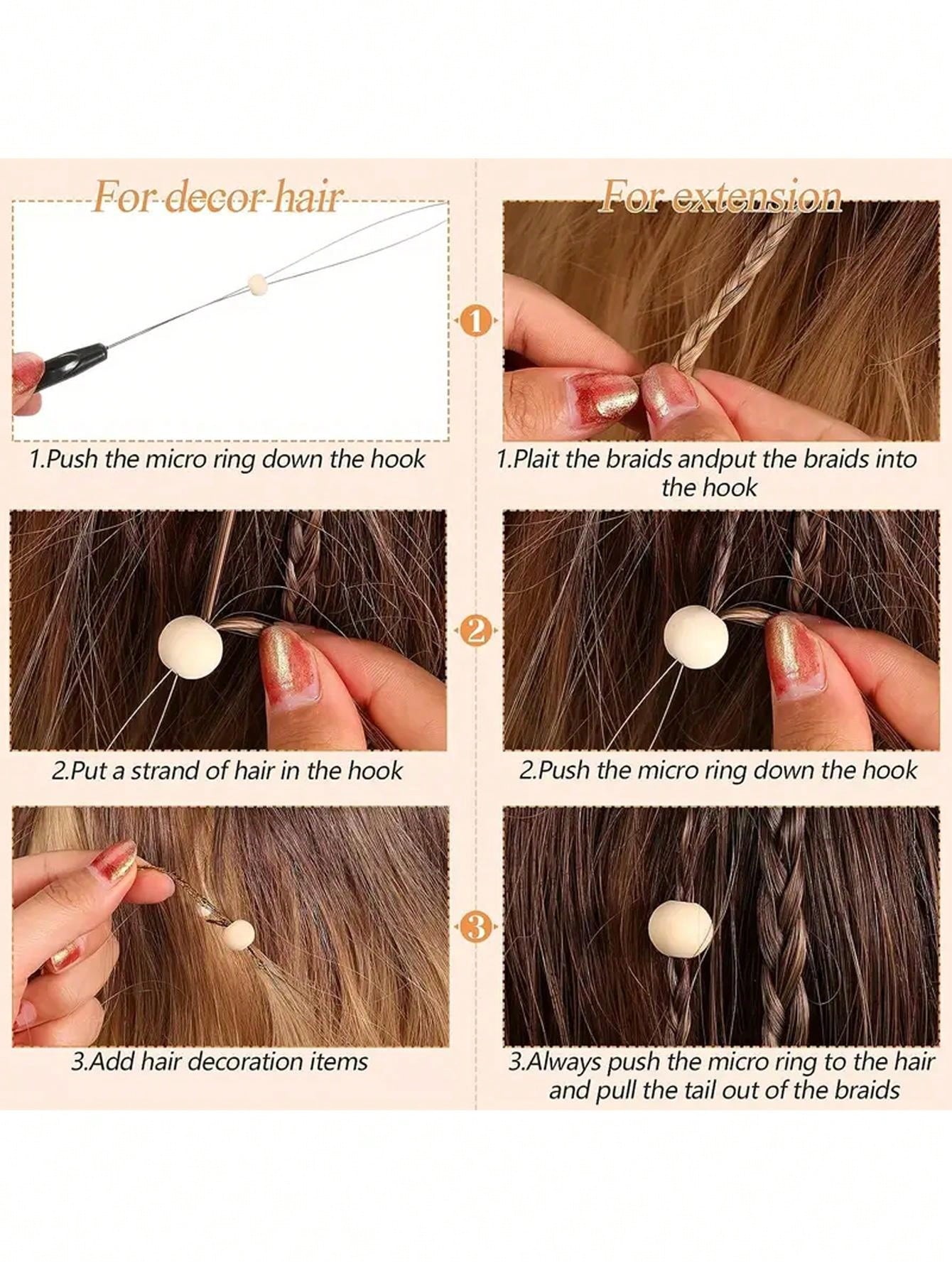 CECILLIA WIG 5pcs Hair Extension Loop Needle Threader Wire Pulling Hook ...