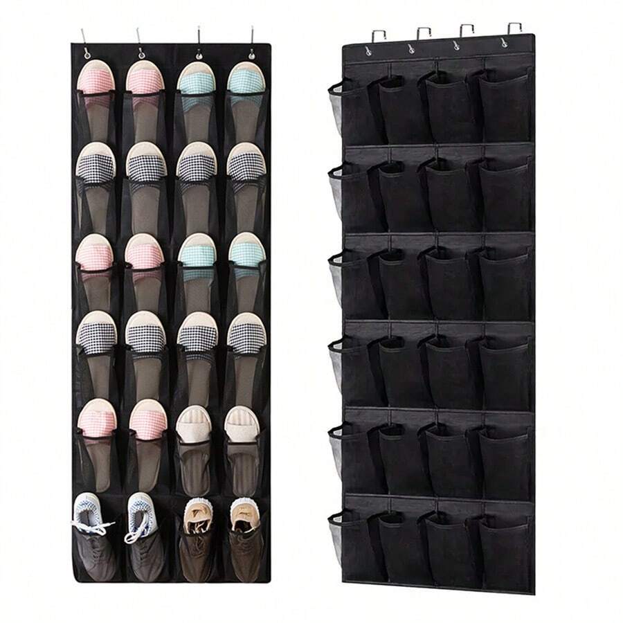 24 Large Pockets Over The Door Shoe Organizer Sturdy Oxford Fabric ...