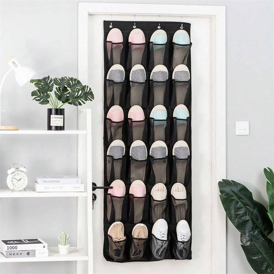 24 Large Pockets Over The Door Shoe Organizer Sturdy Oxford Fabric ...
