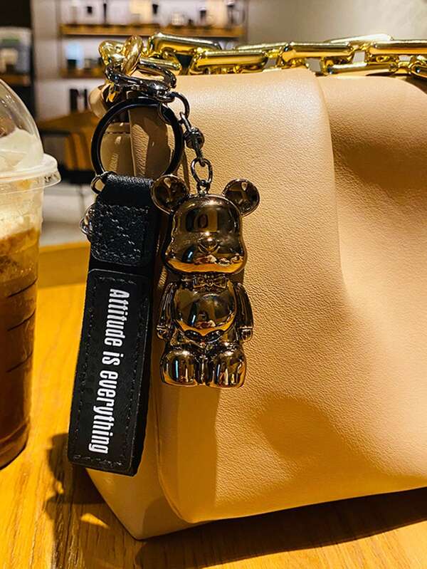 Black Rainbow Colored Bear Keychain | SHEIN UK