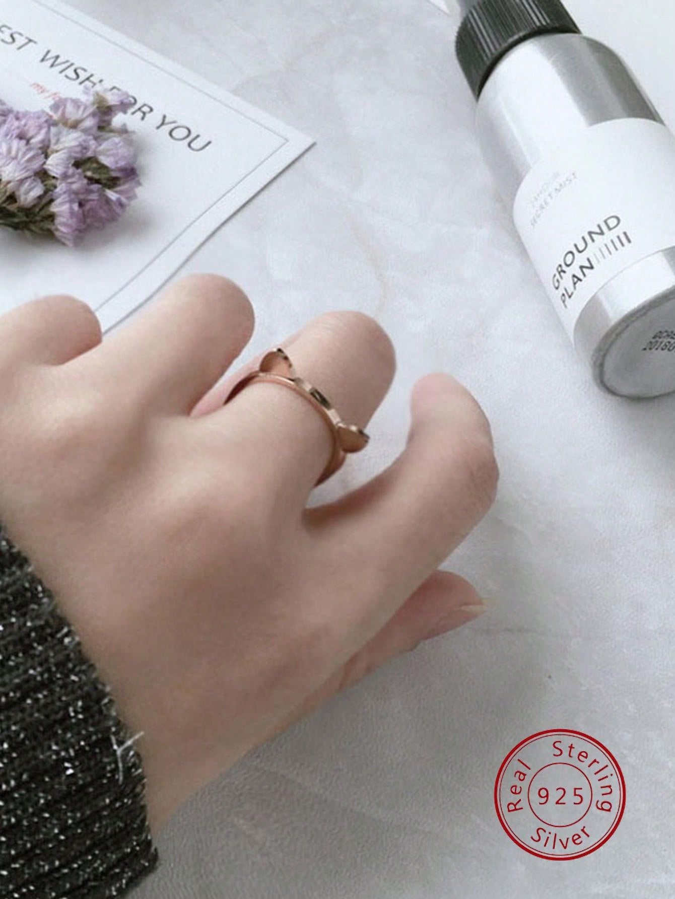 猫耳デザイン シンプル ガールズ用 S925スターリングシルバーリング 指輪 1個入り | SHEIN JAPAN