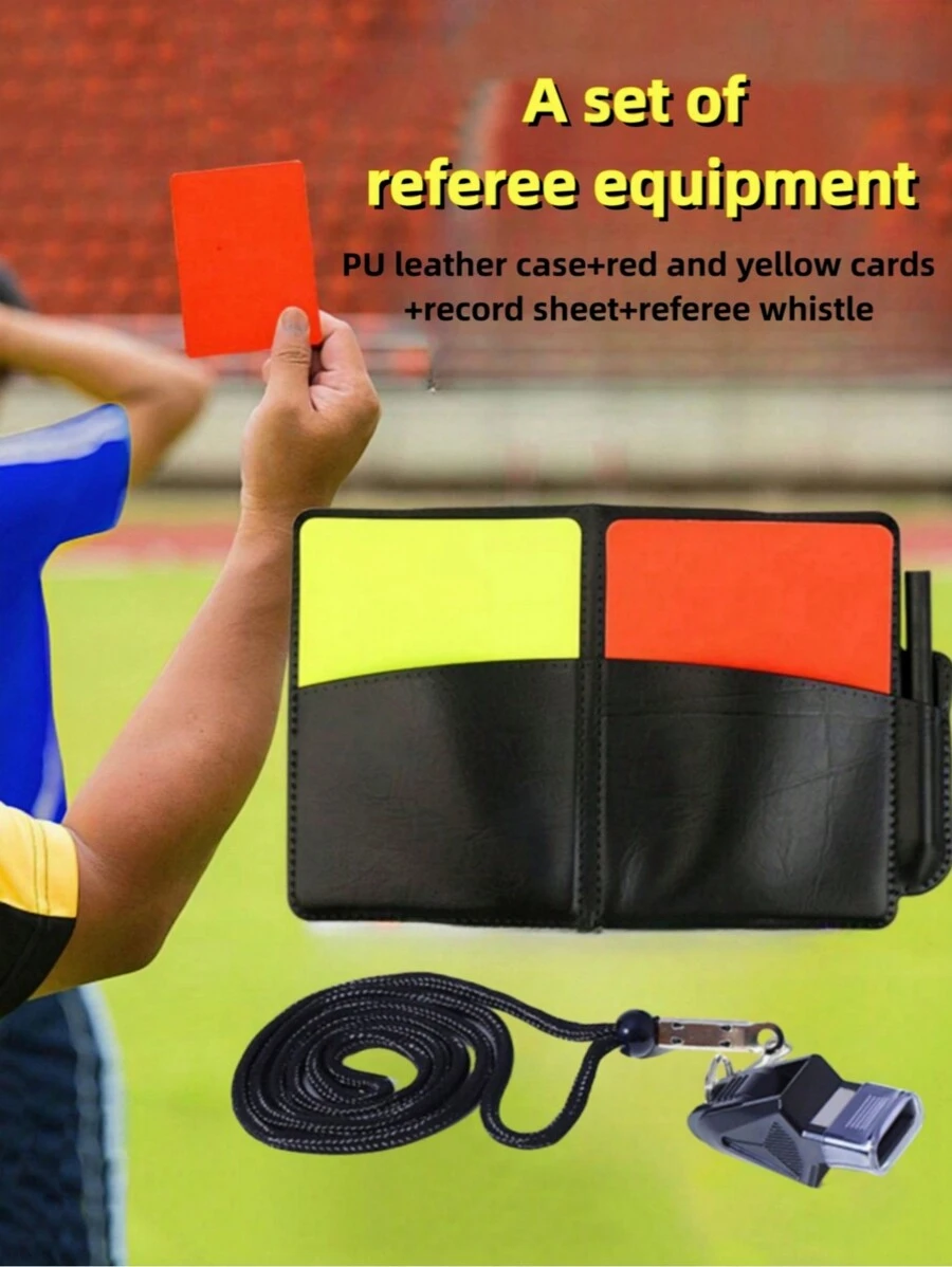 1 Set Referee Equipment Including Whistle, Scorebook, Red & Yellow ...