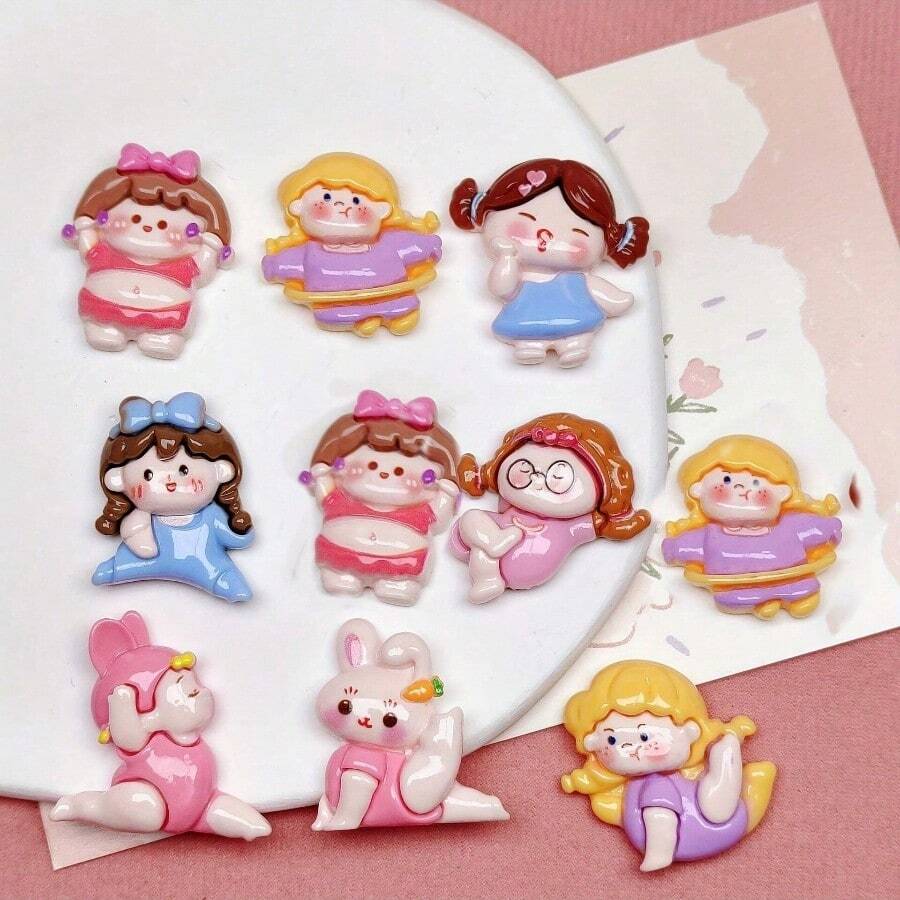 10pcs Mixed Random Resin Flatback Embellishments For Diy Earings, Hair ...