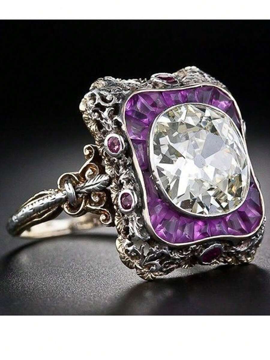 Exaggerated Creative Purple Trapezoid Ring For Women | SHEIN USA