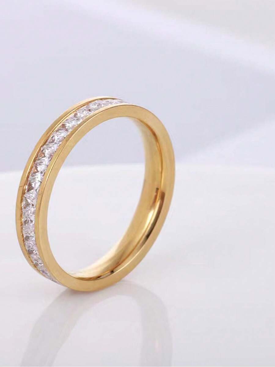 Minimalist Fashionable Women's Stainless Steel Full Stars Ring Embedded ...