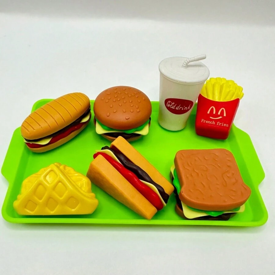 Kids Pretend Play Miniature Hamburger, Fries, And Western Cuisine ...