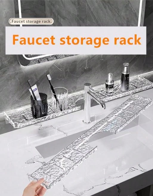 1pc Bathroom Tap Storage Rack, Wall Mounted Shelf With No Punching ...