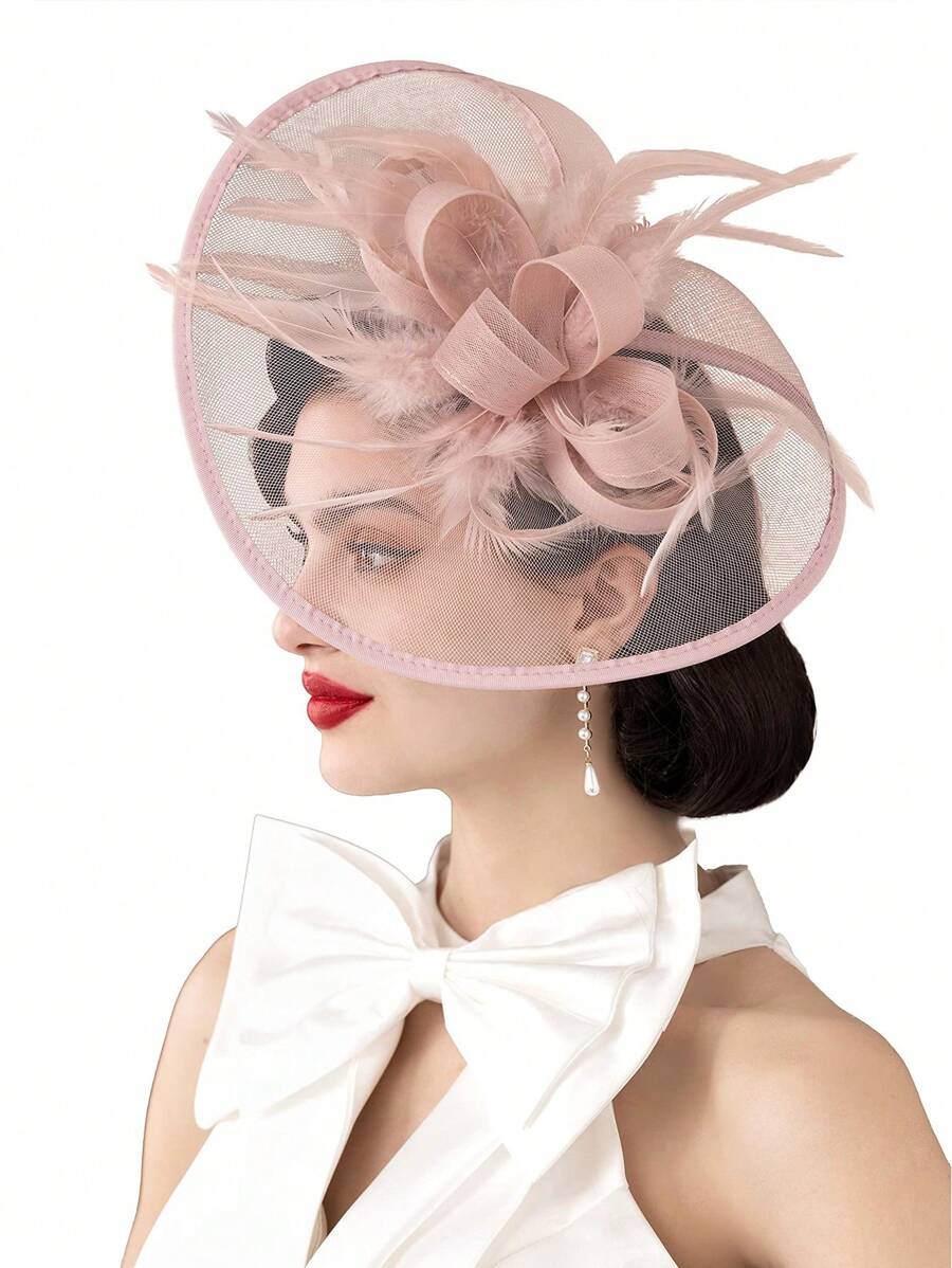 1pc Fascinators for Women Tea Party Hat Kentucky Derby Loop Feather ...
