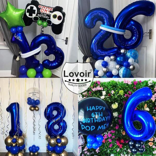 40 Inch Navy Blue Number 2 Balloon Large Number Mylar Foil Helium Dark ...
