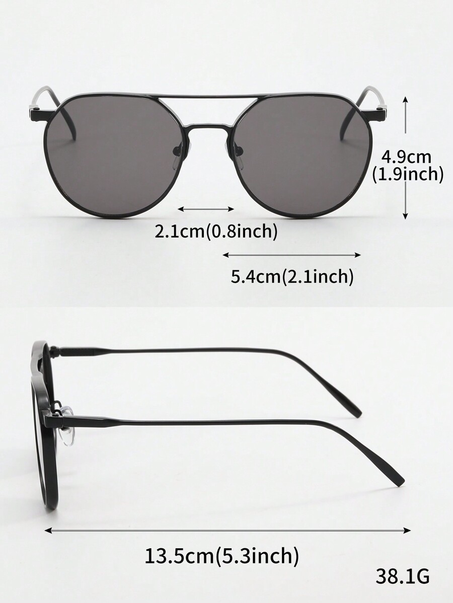 1 Pair Men's Metallic Round Frame Fashion Glasses, Retro Double Bridge ...