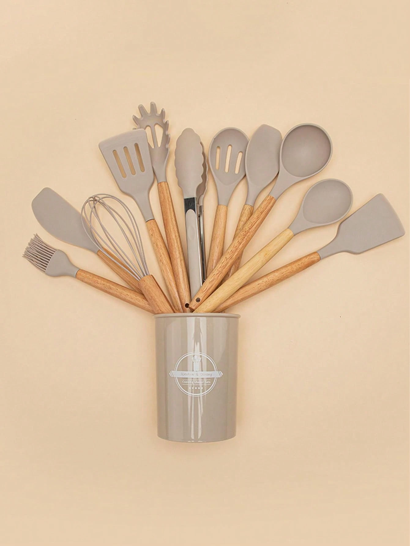 12 pieces/set of simple wooden handle multi-purpose kitchen tools ...