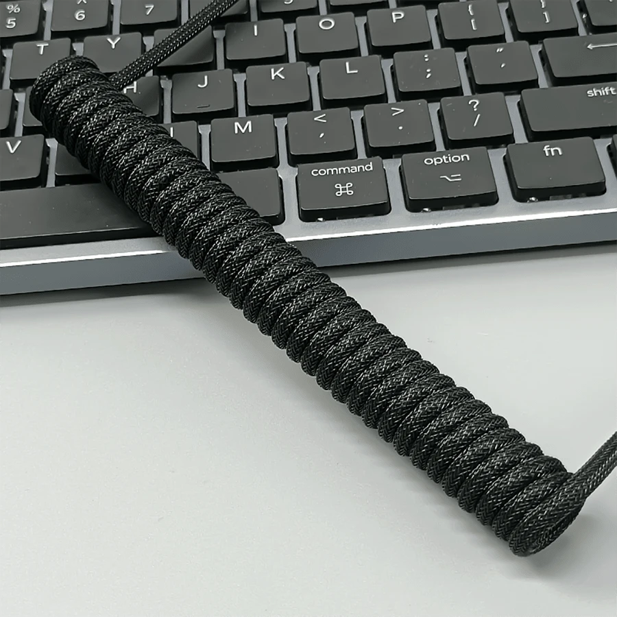 1 Set of 2-Section Black Detachable USB A to TYPE-C Gaming mechanical ...