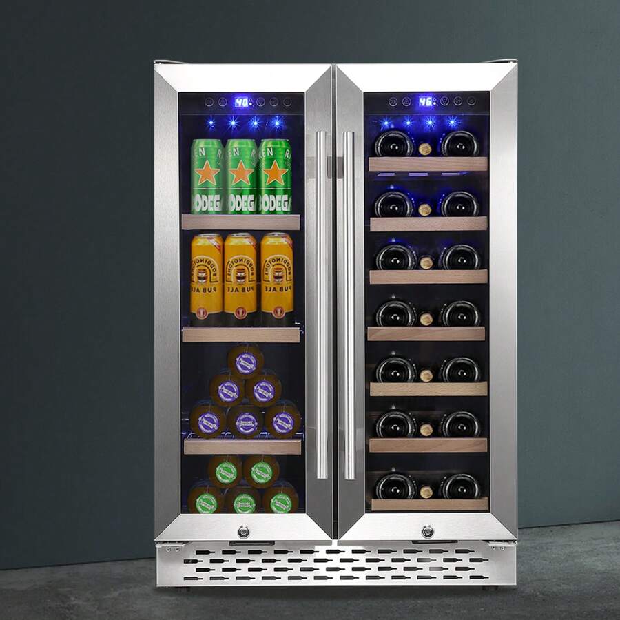 24 Inch Wine Cooler, Beverage Refrigerator, Dual Zone Wine Cooler ...