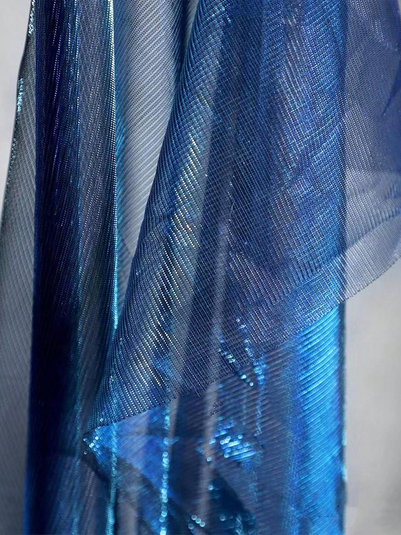 1 Peça Gradiente 2-Cores Malha Tecido , Laser Textura Transparente ...