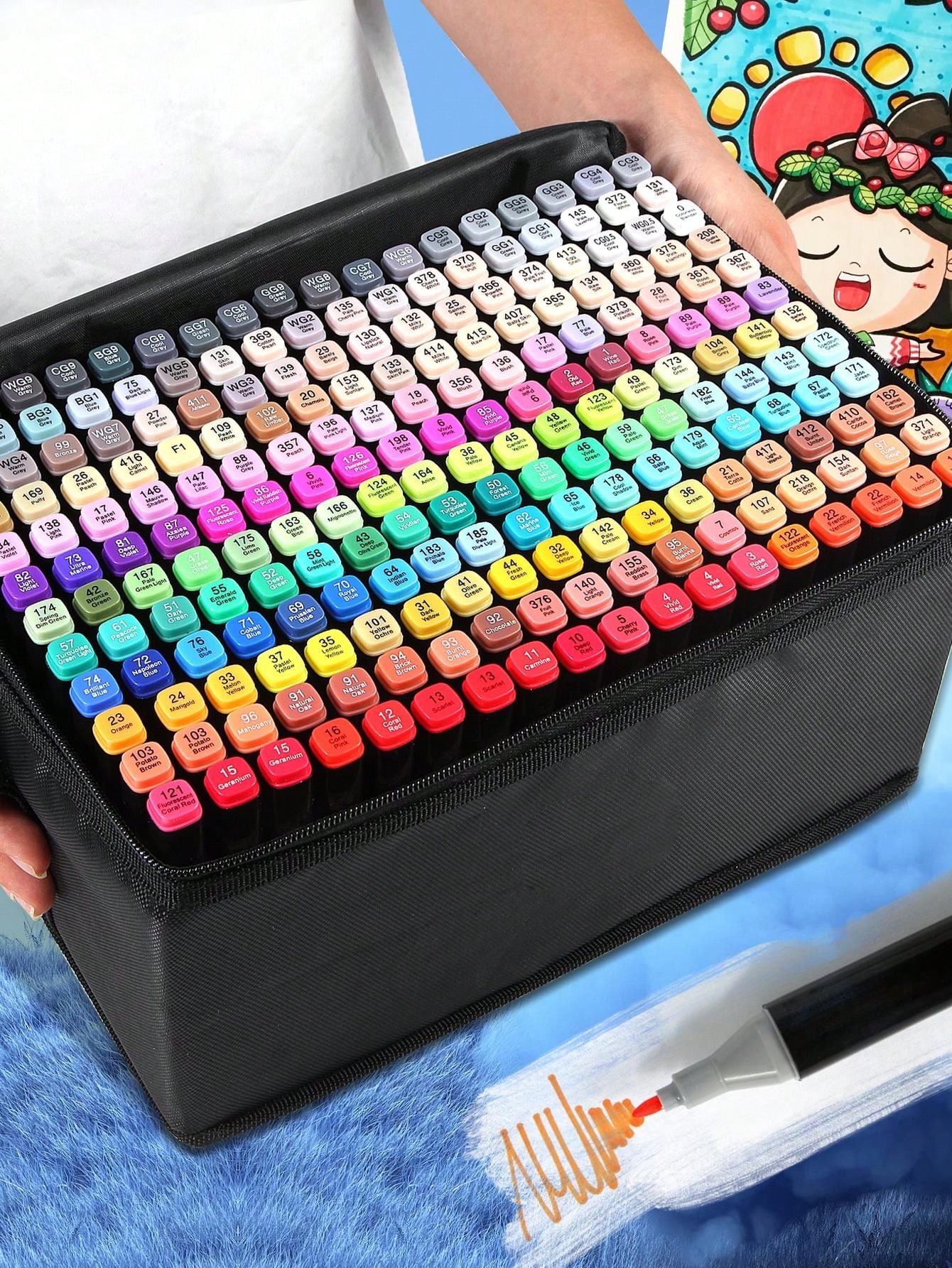 12-168 Colors Markers Set Dual Tip Permanent Art Markers for Coloring ...