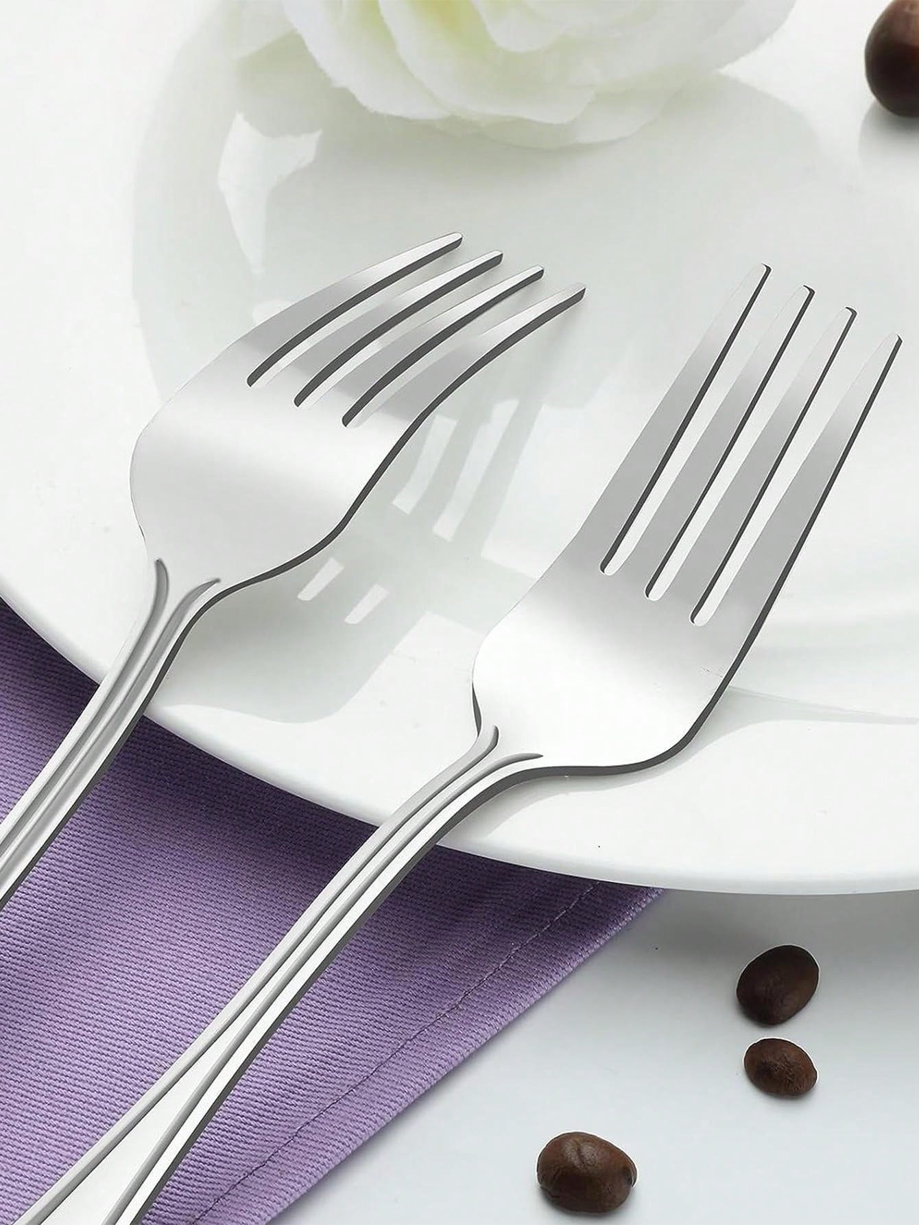 12pcs Stainless Steel Round Head & Streamlined Style Forks, 7.9 Inch ...