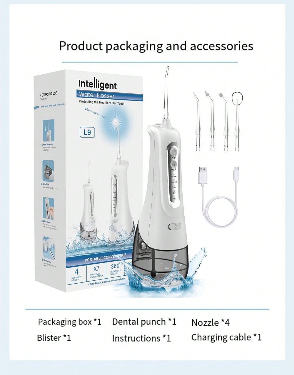 1pc White Portable Intelligent L9 Oral Irrigator, Electric Dental ...