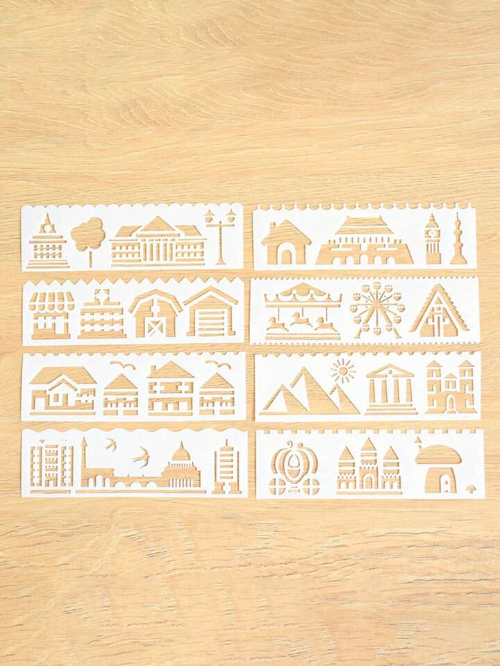 Set Of 8 Long Strip Stencils With Multiple Patterns For Architecture ...