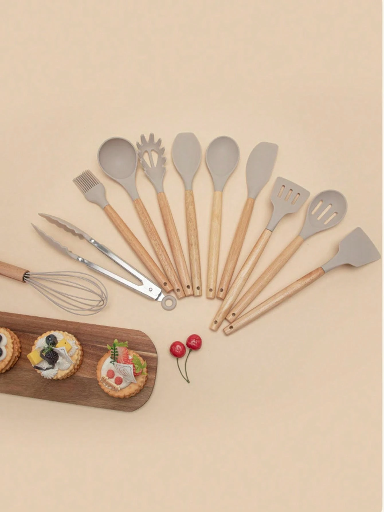 12 pieces/set of simple wooden handle multi-purpose kitchen tools ...