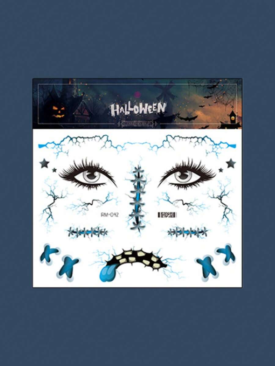 Halloween Horror Face Tattoos Sticker, Various Design, Pack, Scar ...