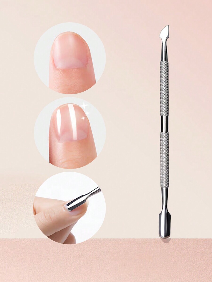 Stainless Steel Manicure Pusher Dual Sided Cuticle Pusher Sharp Edge ...