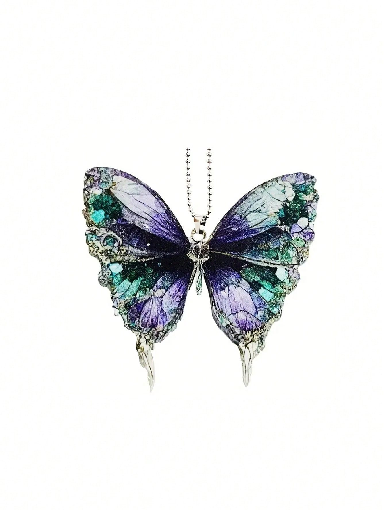 1pc acrylic color butterfly car rearview mirror decorative pendant ...