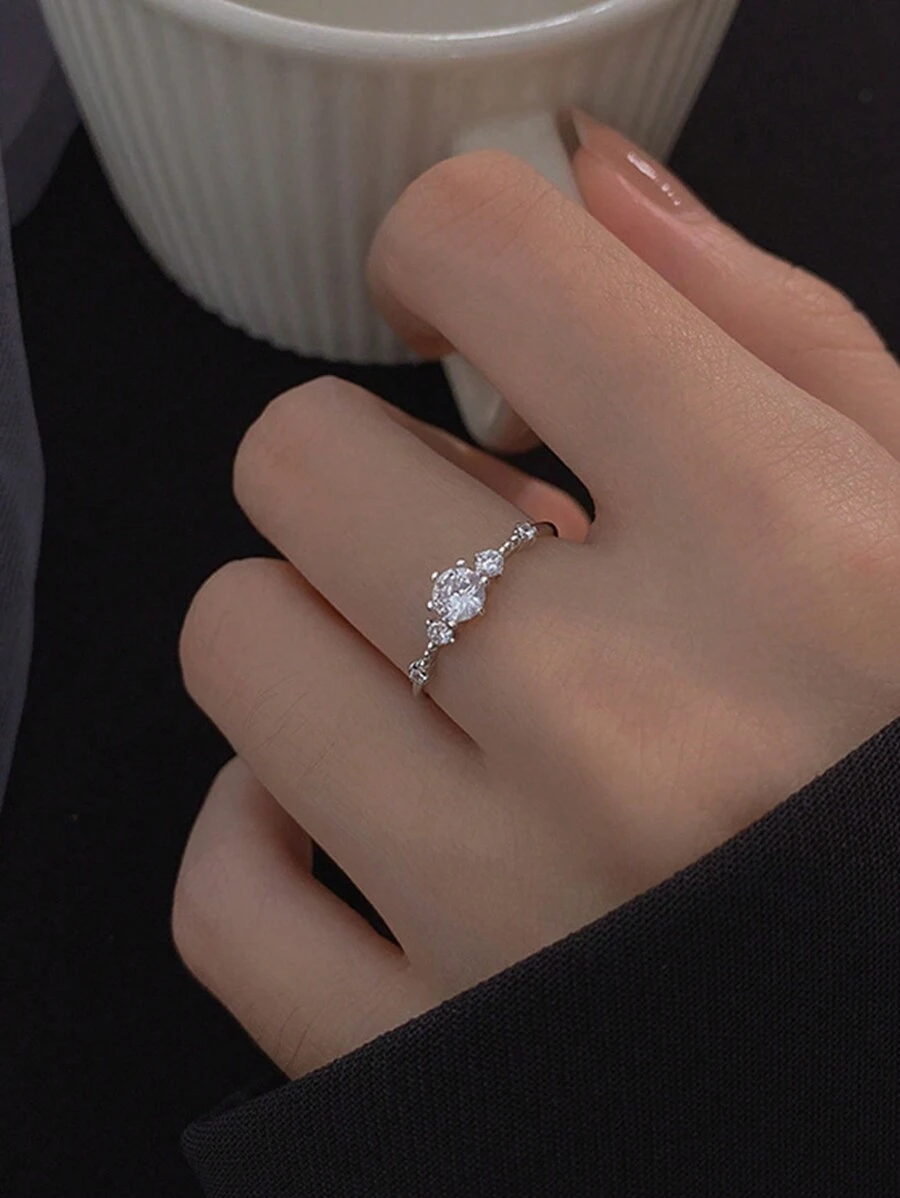 1pc Unique Design Adjustable Ring With Inlaid Rhinestone, Six-Claw ...