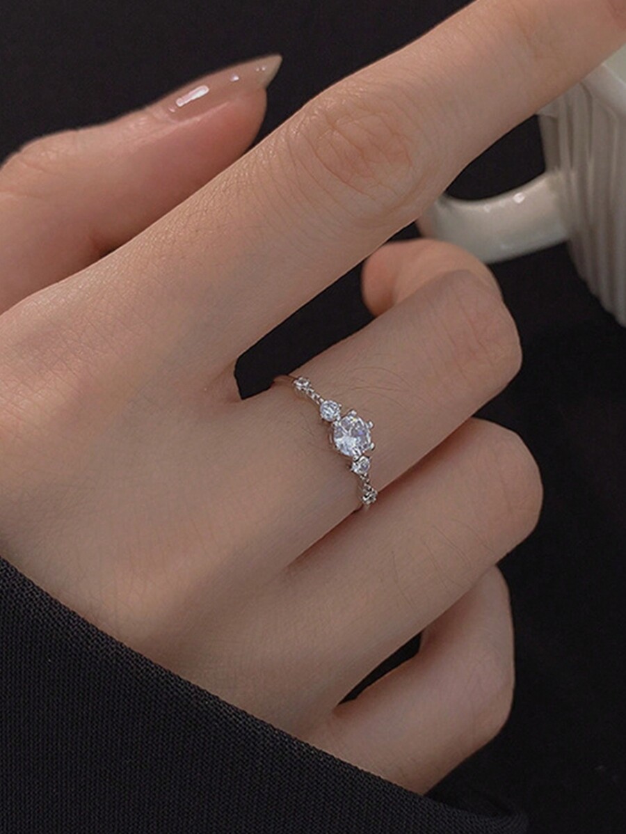 1pc Unique Design Adjustable Ring With Inlaid Rhinestone, Six-Claw ...