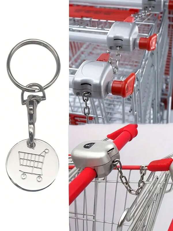 1pc Shopping Supermarket Cart Token Keychain, Fun Metal Keyring For ...
