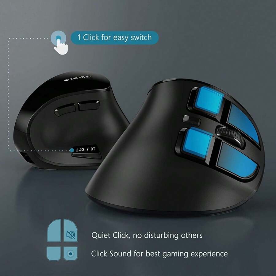 JOMAA Ergonomic Mouse Wireless Vertical Mouse Rechargeable Optical Mice ...