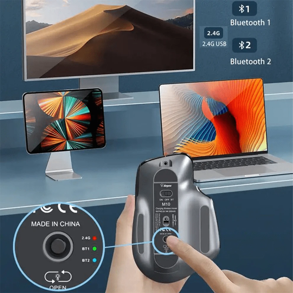 JOMAA RGB Wireless Mouse Ergonomic for Laptop Rechargeable 5 DPI 2.4G ...